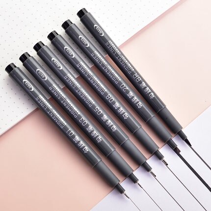 6 Fineliner Pen Set Out Line Marker Pens Waterproo... – Grandado