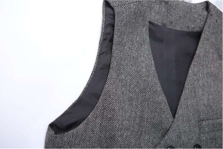 Man Suit Vests Woolen Cloth British Style Mendoubl... – Grandado