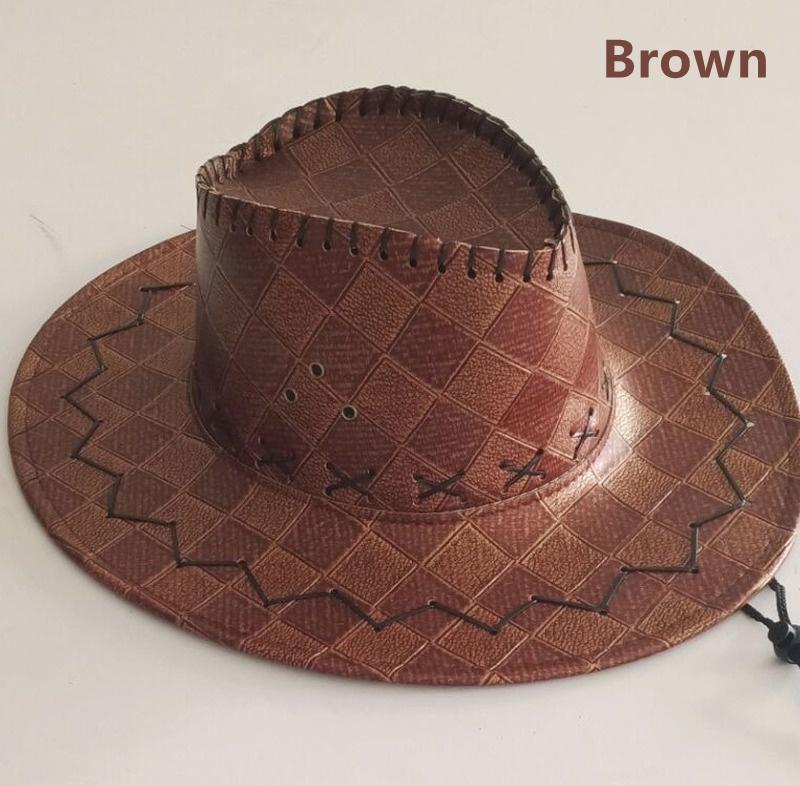 3 different vintage leather western cowboy hats fo... – Vicedeal