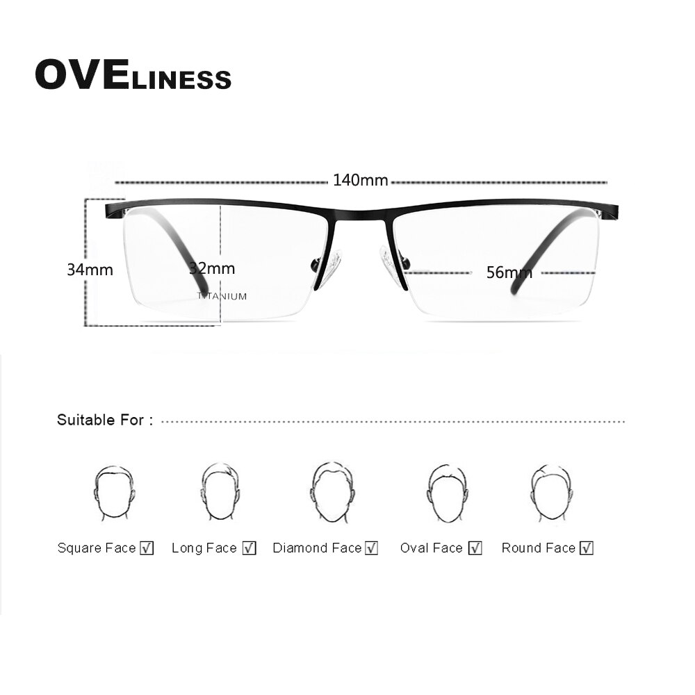 Titanium Legering Bril Frame Voor Mannen Half Vier... – LovingPrices