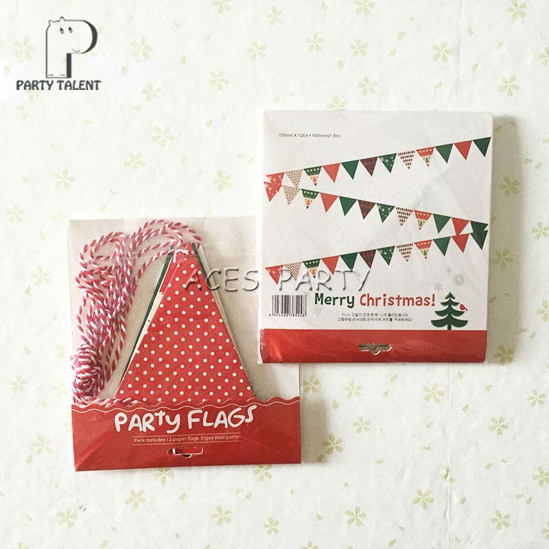 1set Christmas decoration DIY paper flags banner 3... – Grandado