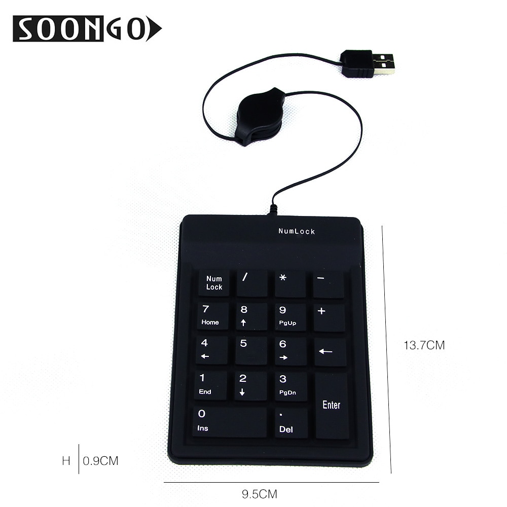 Mini Wired Numerical Silicone Keyboard NumPad 19 k... – Grandado