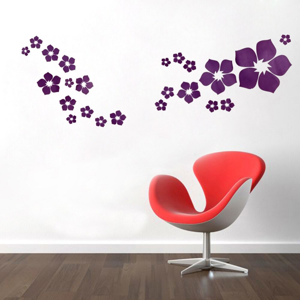 Dark Purple Flower Pattern Art Decal PVC Wall Stic... – Grandado