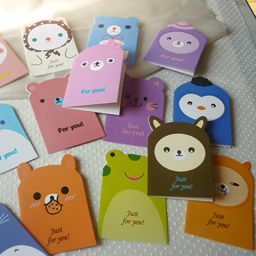 10Pcs/lot Cute animal cartoon Mini Card party invi... – Grandado