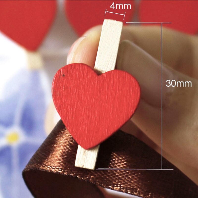 50Pcs Mini Kleurrijke Liefde Hart Wodd Clips Bruil... – Grandado