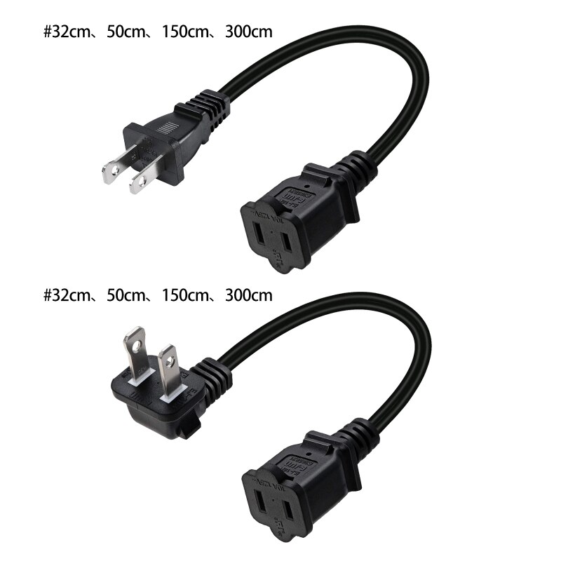 2 Pin Electrical Extension Cord 2x18AWG 2 Prong Ma... – Grandado