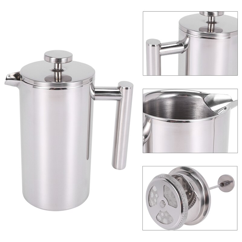 800Ml 6 Cups French Press,27 Oz,Double Wall Stainl... – Grandado