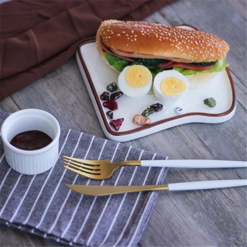 6.5 Inch Toast Shape Plates Ceramic Dinner Plate P... – Vicedeal