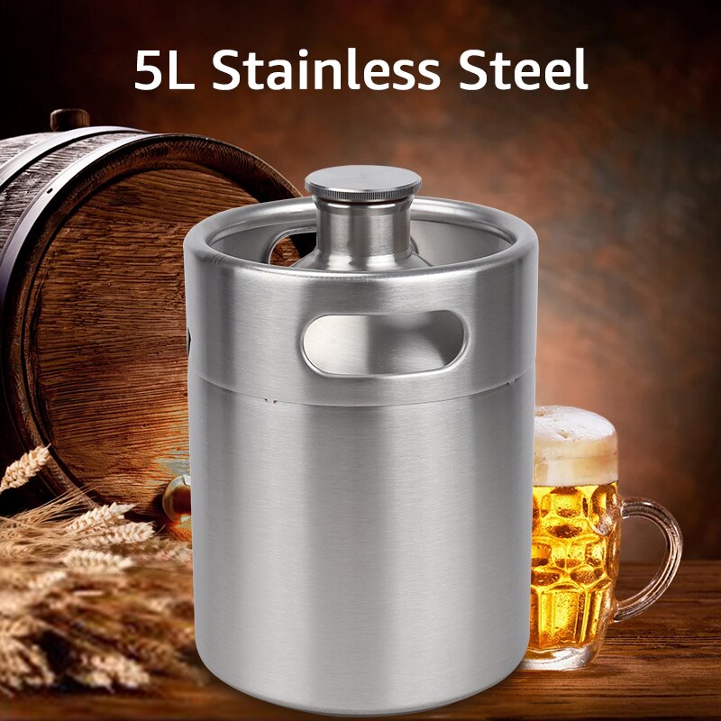 Mini barril de cerveza de acero inoxidable de 5L, ... – Grandado