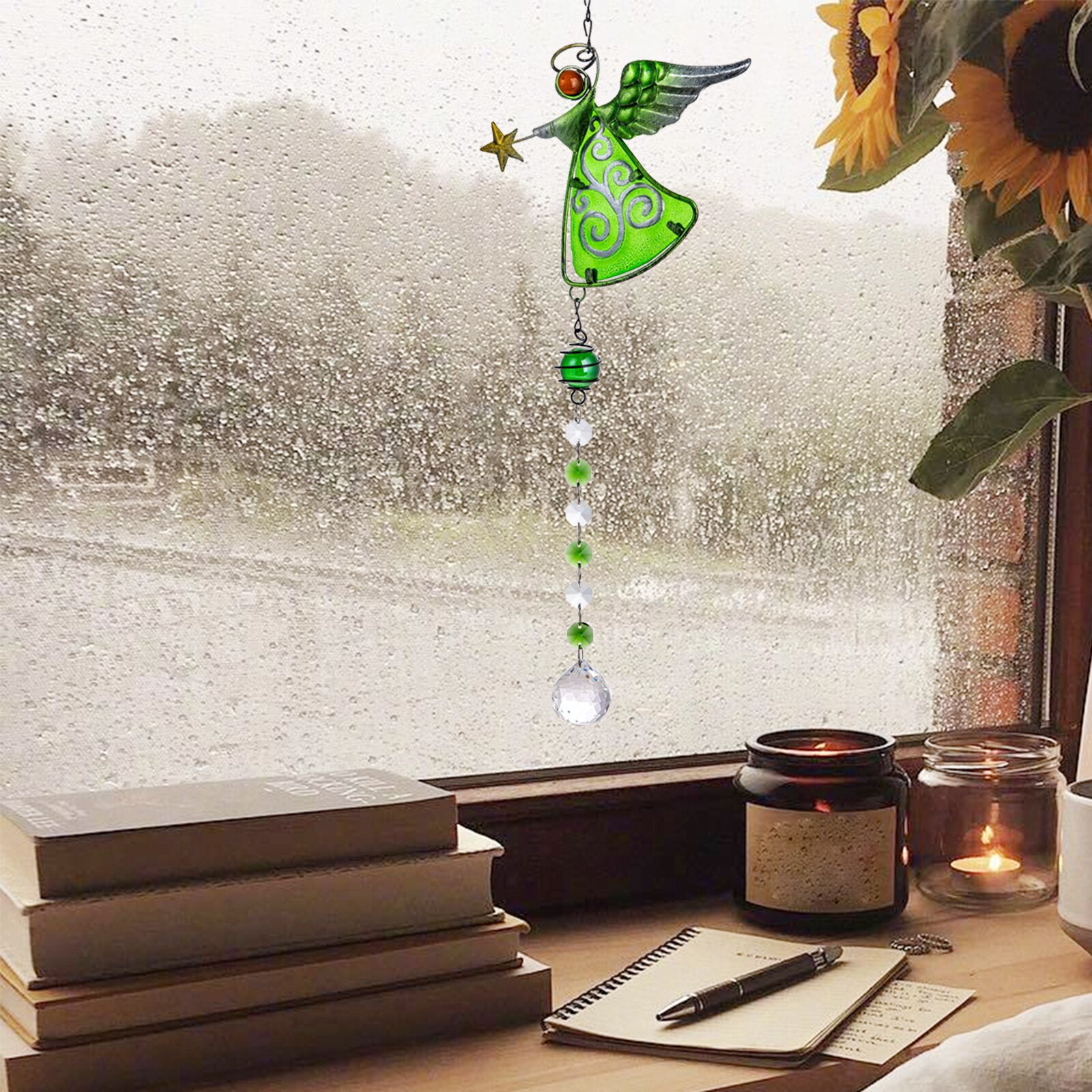 45cm Crystal Prism Angel Garden Window Pendant Yar... – Vicedeal