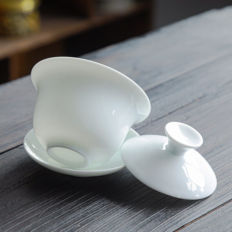 White Porcelain Gaiwan Large Ceramic Bowl Single T... – Vicedeal
