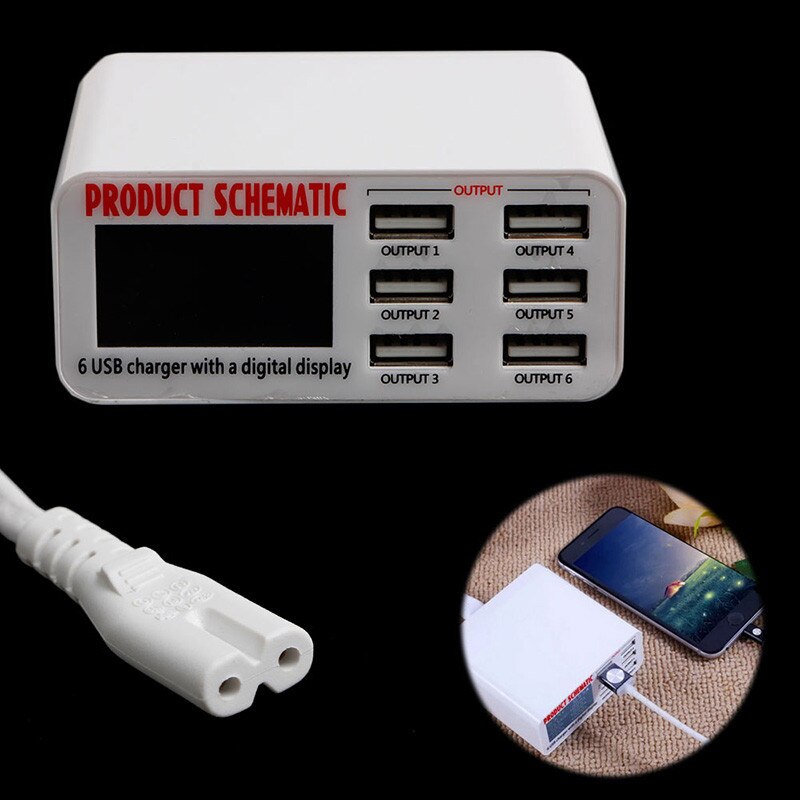 EU/US/UK Plug 6A 6 USB Port Fast Charger HUB Wall ... – Grandado