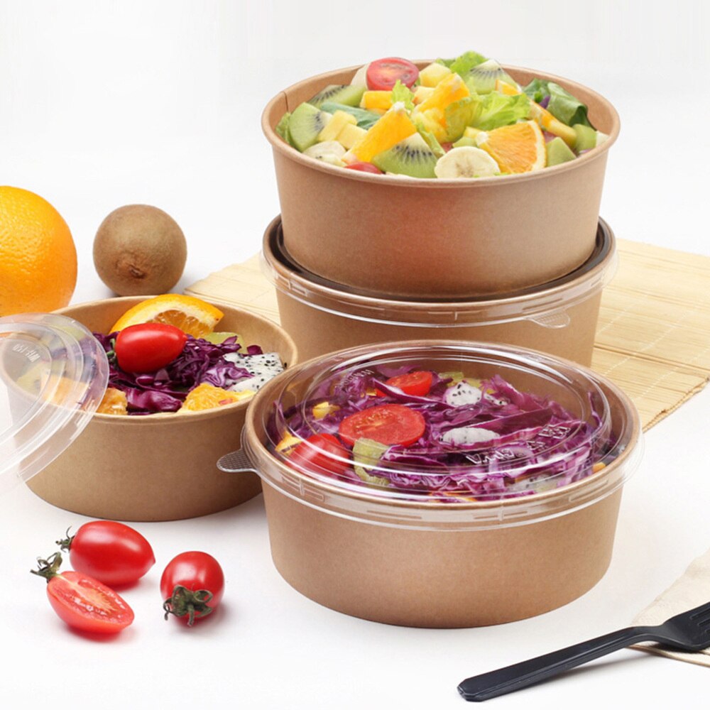 20pcs Disposable Kraft Paper Bowls Fruit Salad Bow... – Grandado