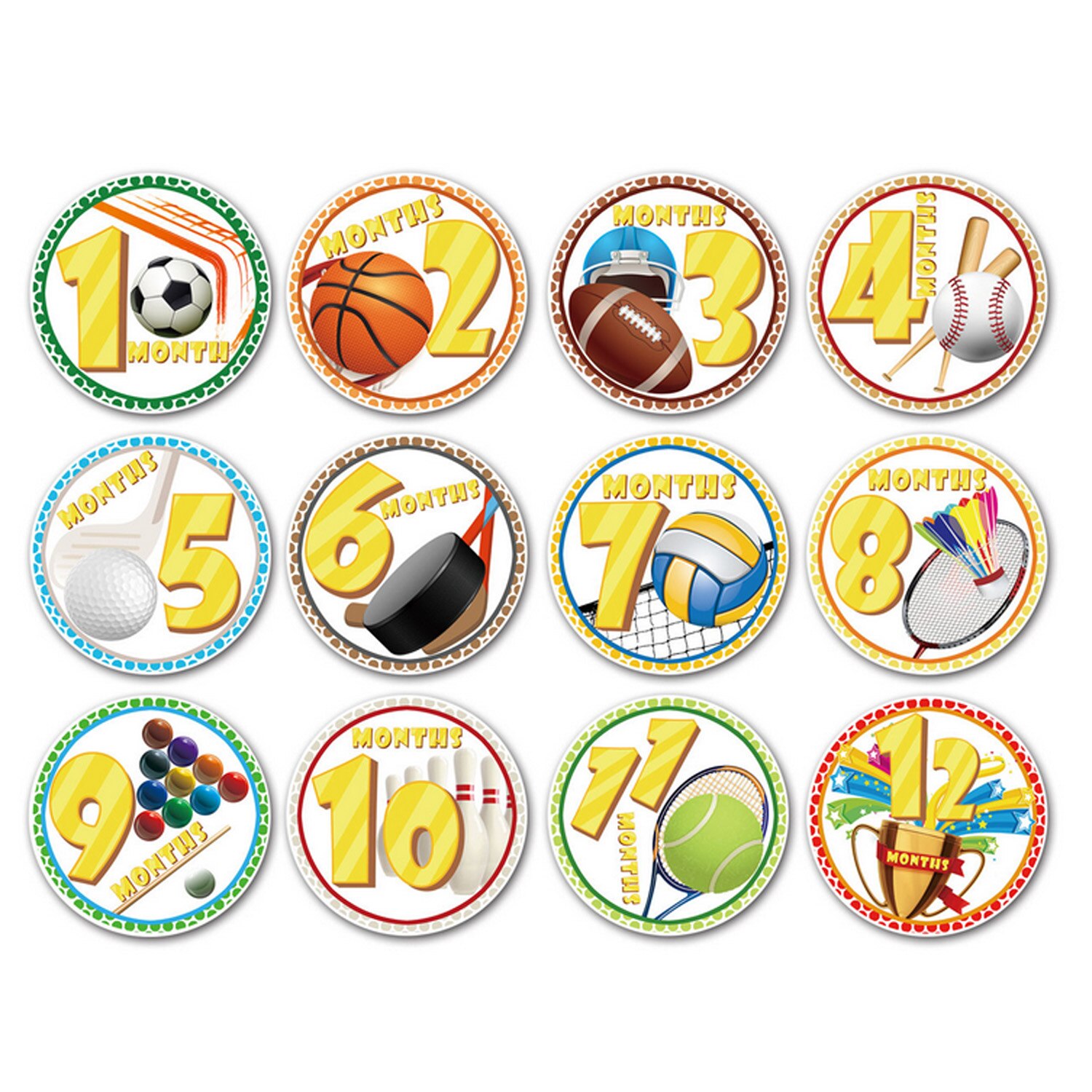 12PCS Baby Milestone Stickers Infants 1-12 Months ... – Grandado