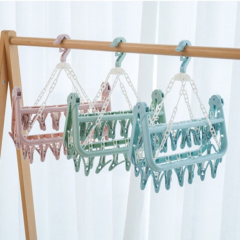 Plastic Hanger Multi-Head 32-Clip Folding Drying R... – Grandado