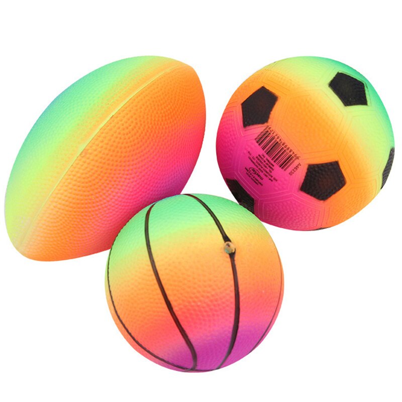 6 Inch Rainbow Sports Vinyl Balls Set of 3 Assorte... – Grandado