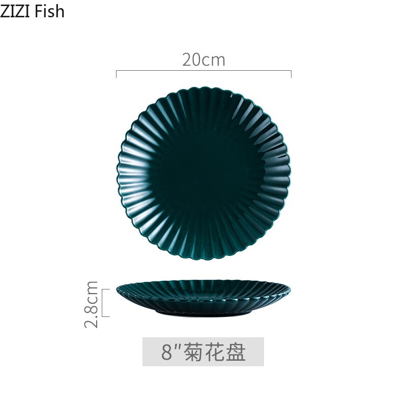 8 /10 Inch Green Ceramic Plate Bowl for Dinner Des... – Grandado