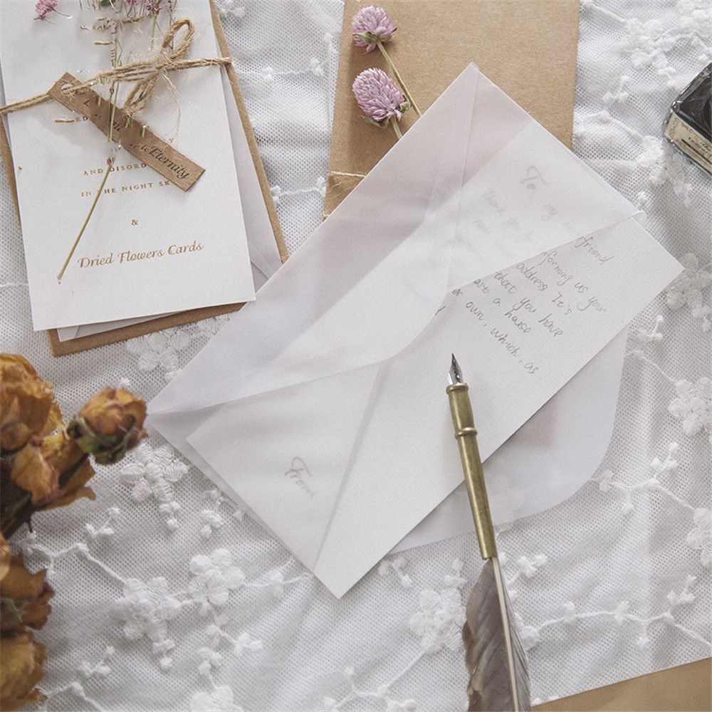Retro Kraft Paper Invitation Greeting Card with En... – Vicedeal
