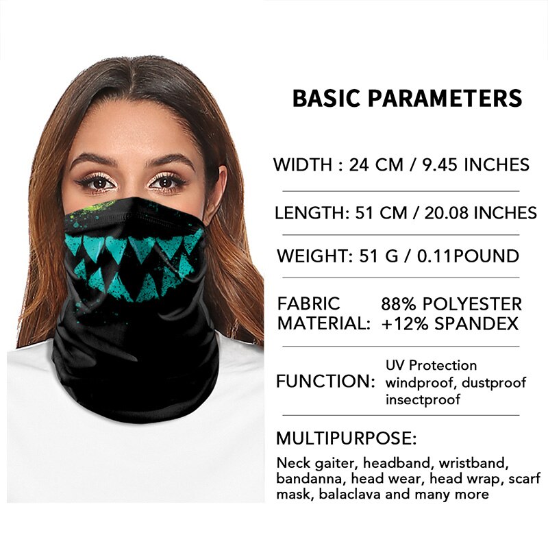 MINKANAK Black Bottom Fangs Printed Face Mask Outd... – Vicedeal