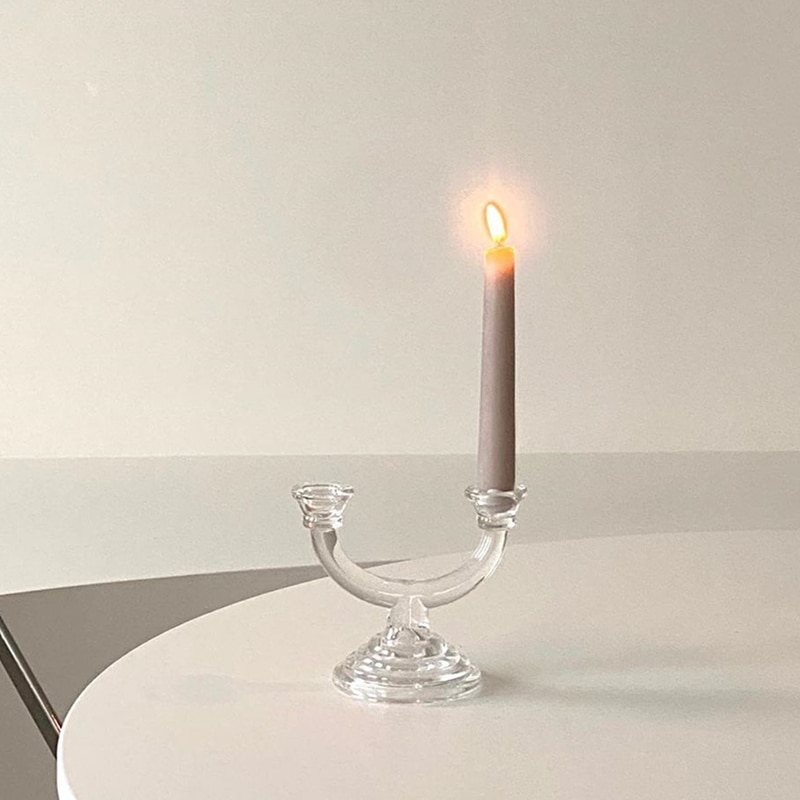 Ins Crystal Glass Candle Holders Transparent Frenc... – Grandado
