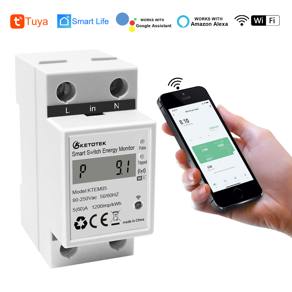 WiFi Smart Energy Meter Single Phase DIN Rail App ... – Vicedeal