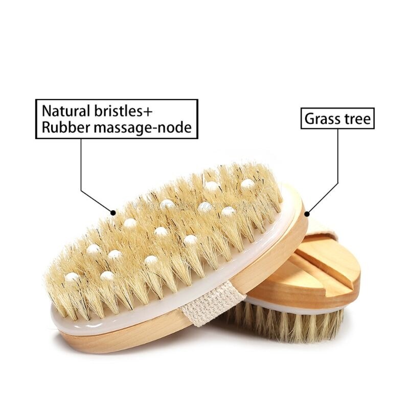 2 In 1 Dry Skin Body Brush Natural Bristle Dead Sk... – Grandado