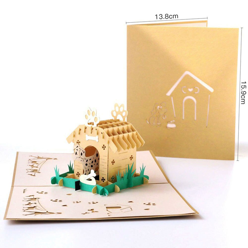 3pcs 3D Pops Up Card Dog House Birthday Card Pet H... – Vicedeal