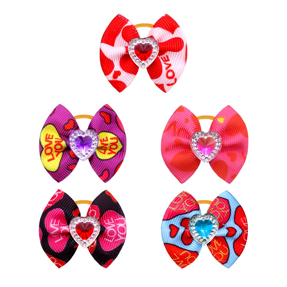 20pc Dog Bows Love Style Pets Dogs Hair Bows Pink ... – Grandado