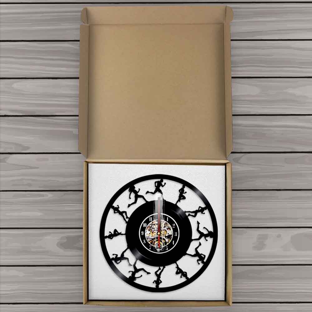 Marathon Runner Runing Silhouette Wall Clock Sport... – Grandado