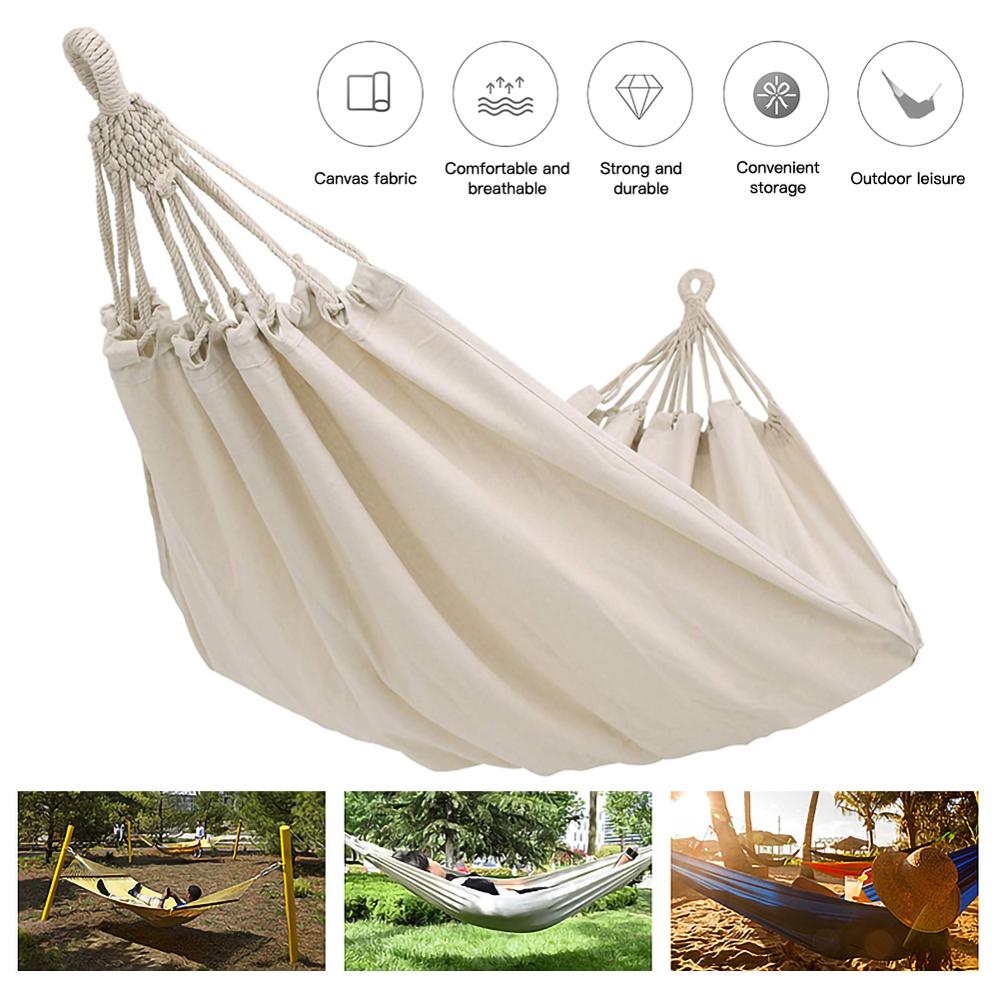 Wit Canvas Outdoor Dubbele Hangmat Anti-Rollover C... – Grandado