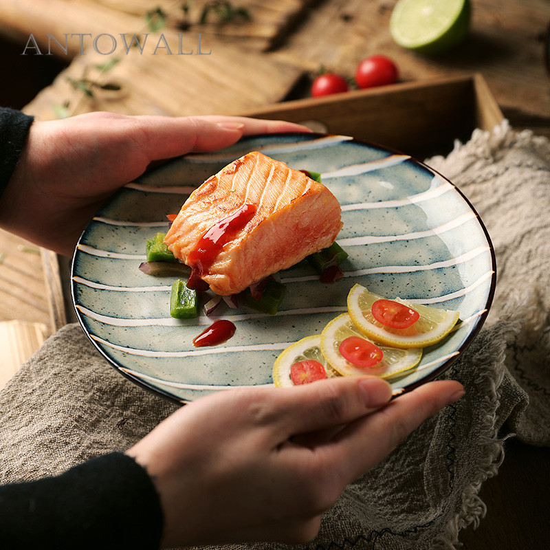 ANTOWALL Japanese style household dish steak plate... – Grandado