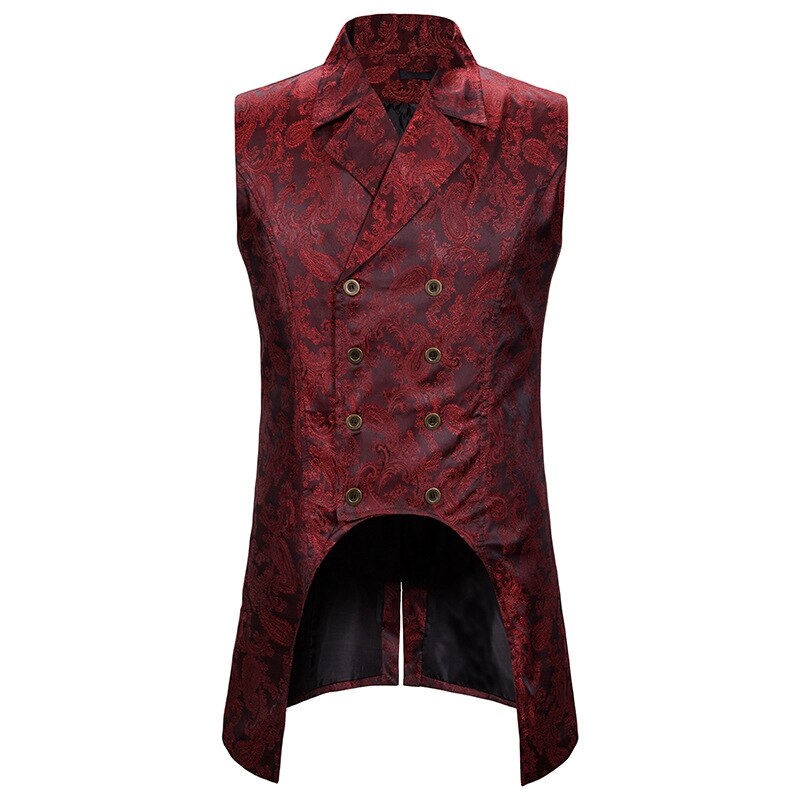 Mens Gothic Steampunk Double Breasted Vest Brocade... – Grandado