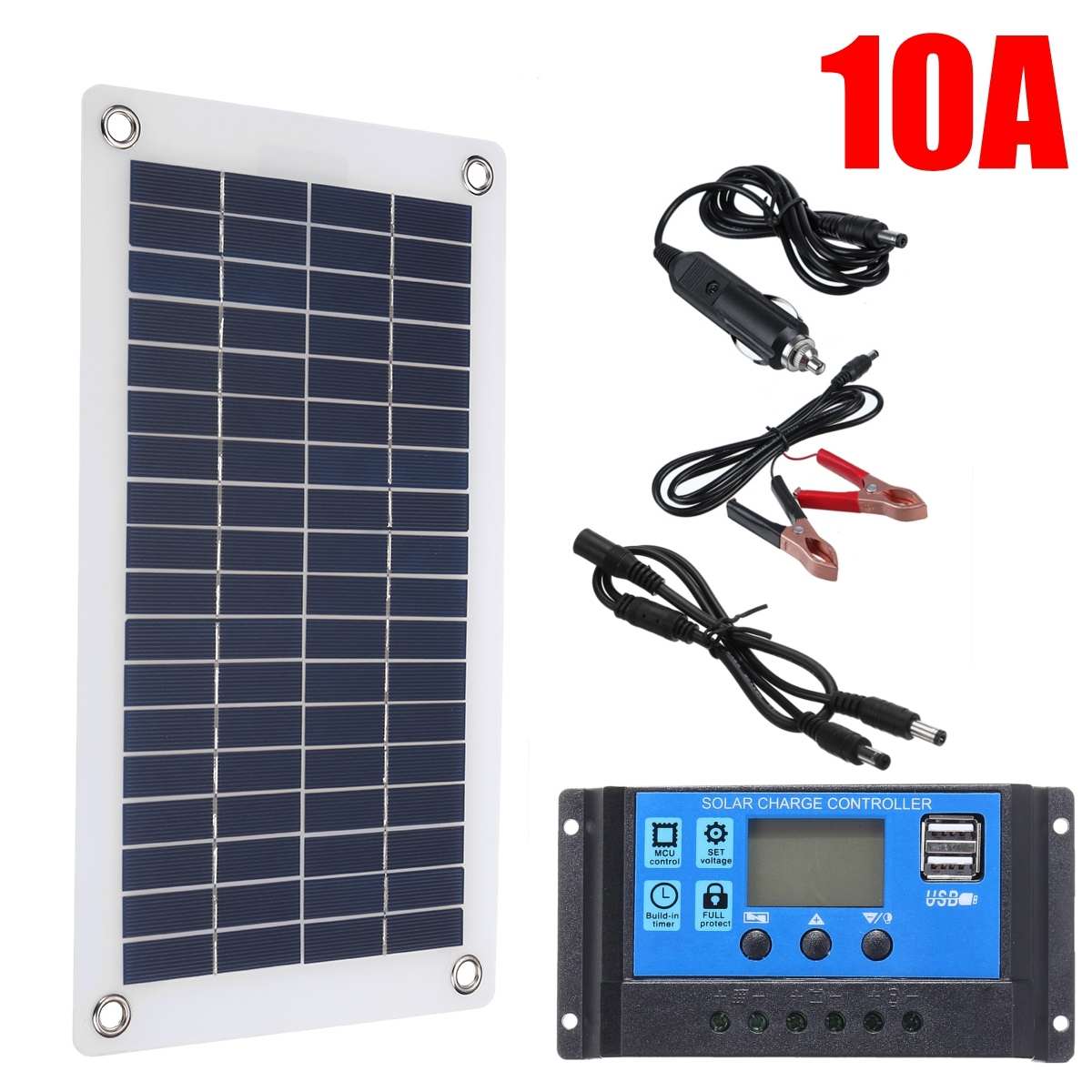 40W 12V Protable Solar Panel Kit 2 USB Port with 1... – Vicedeal