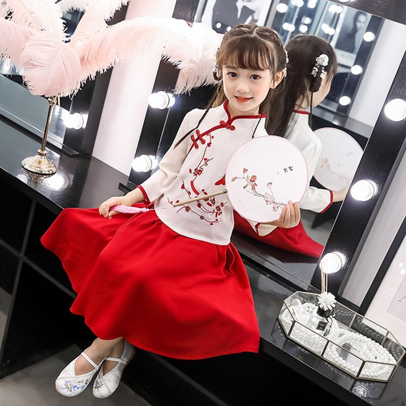 Chinese Clothes Girls Embroidery 2 Piece Cheongsam... – Grandado