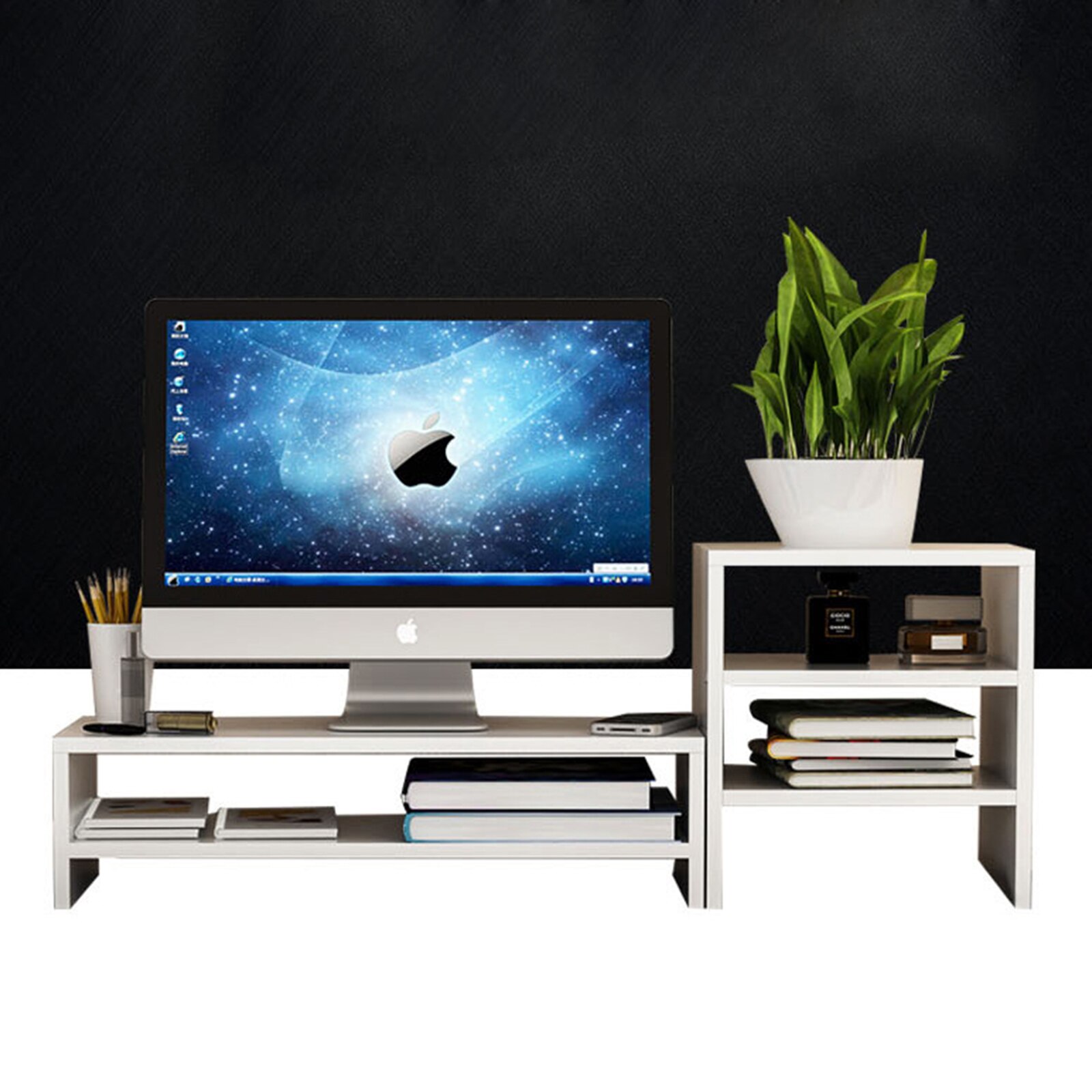 White Wood Monitor Stand TV PC Laptop Computer Scr... – Grandado