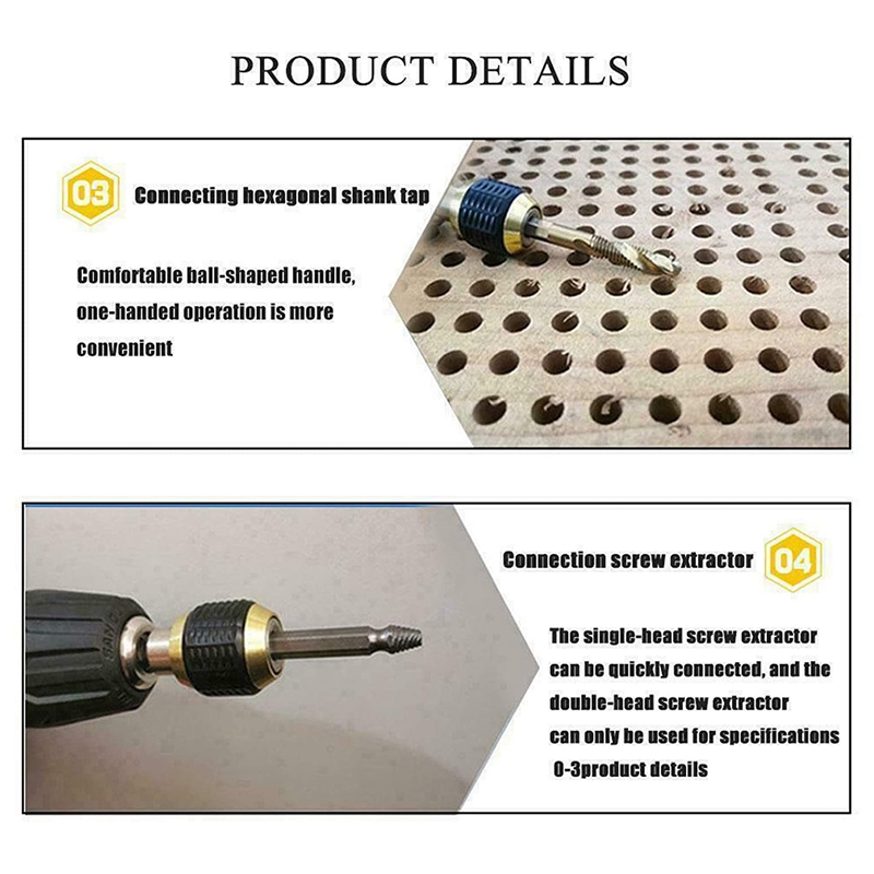 8 Pcs Titanium Combination Drill Tap Bit Set Spira... – Grandado