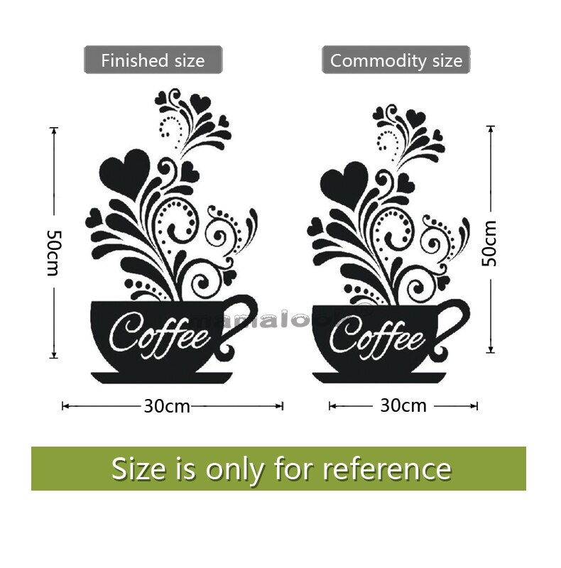 flower vine Coffee Cup wall sticker for cafe resta... – Vicedeal