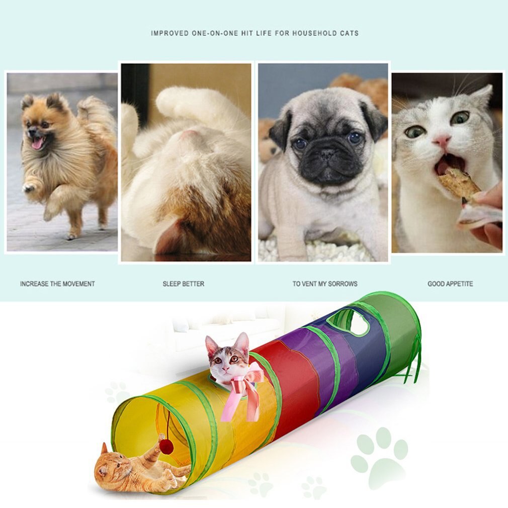 Cat Channel Folding Rainbow Puzzle Toy 2 Holes Cat... – Grandado