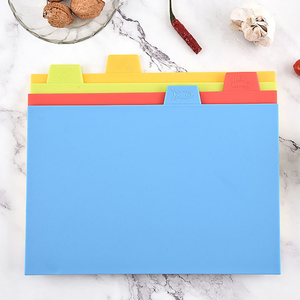 Plastic Colour Coded Chopping Board Set Non Slip F... – Grandado