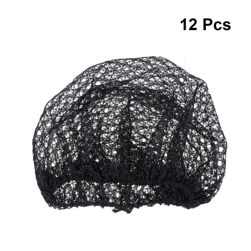 12 Pcs Mesh Caps Sleeping Free Size Elastic Black ... – Grandado