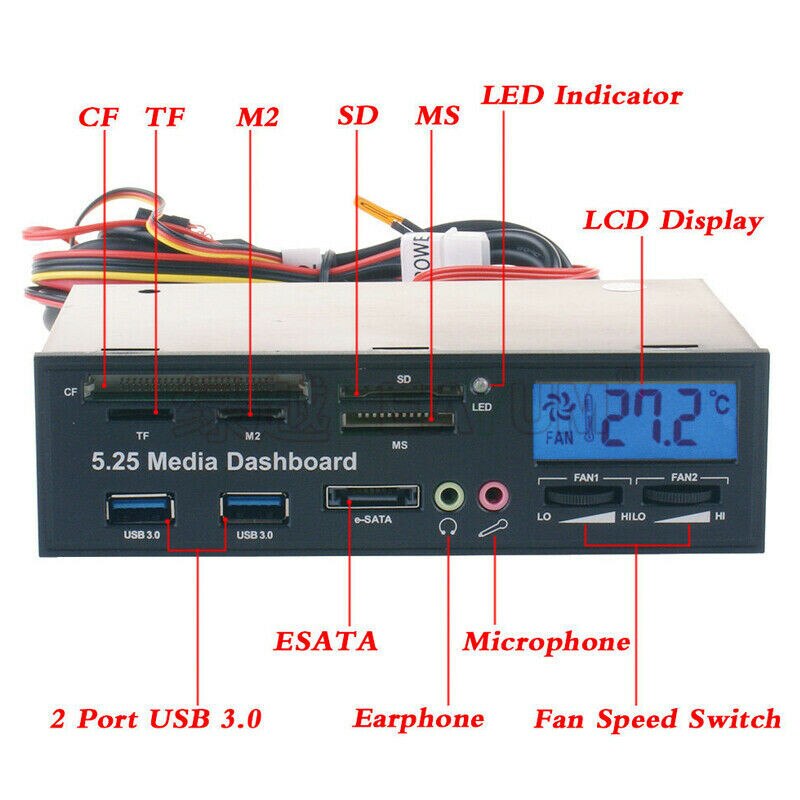 PYMH 5.25 Inch USB 3.0 PC Front Panel Media Dashbo... – Vicedeal