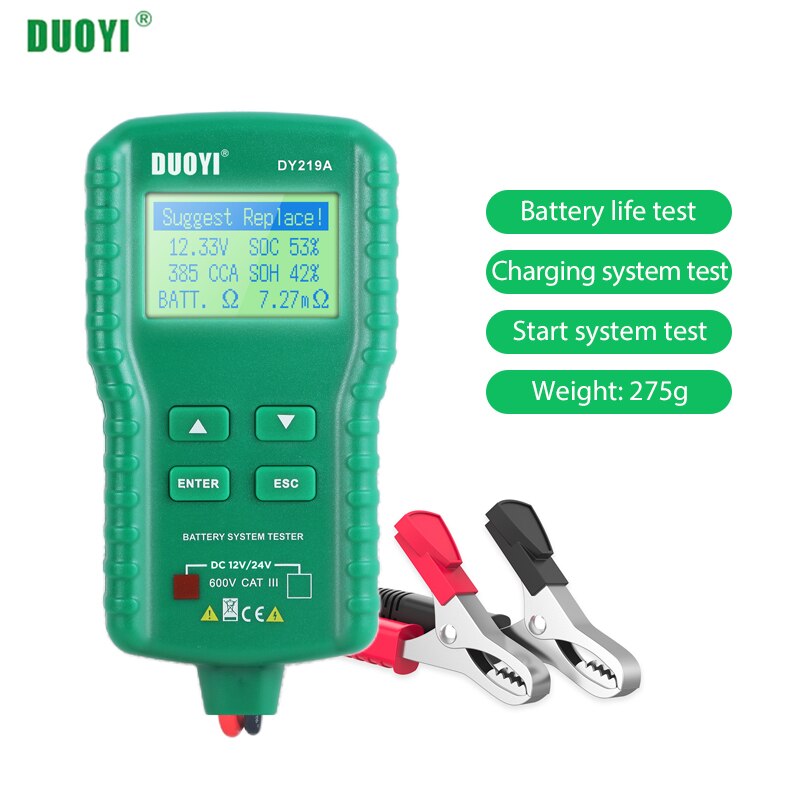 DUOYI DY219A Car Battery Tester 12V/24V 100-1700CC... – Grandado