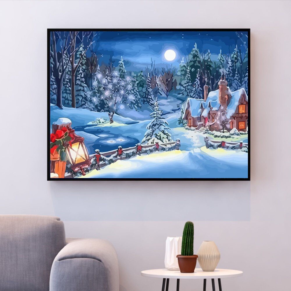 HUACAN DIY Paint By Number Christmas Landscape Han... – Vicedeal