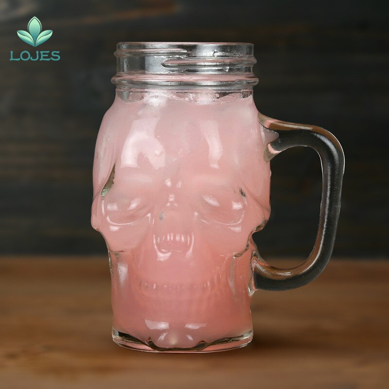 500ml Skull Glass Bottle Bowl Mug Cool Mason Cup F... – Grandado