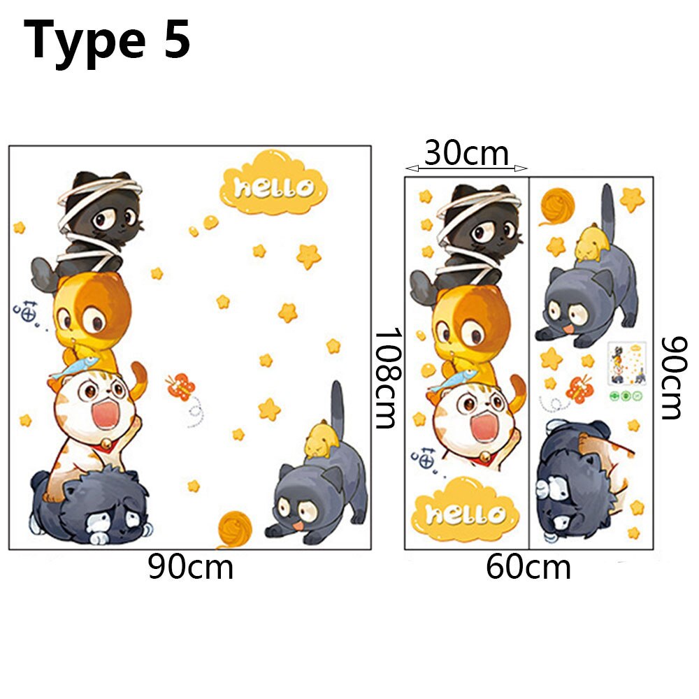 Cartoon Animal Pattern Door Decals Wardrobe Adorn ... – Grandado