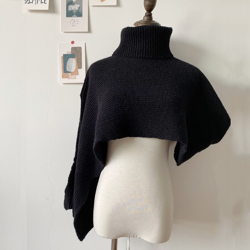 Solid oregelbunden slits dam ponchos halsduk hög h... – Grandado