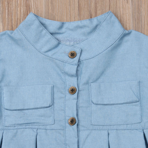 Girl Clothing Kids Long Sleeve Blouse Denim Casual... – Grandado