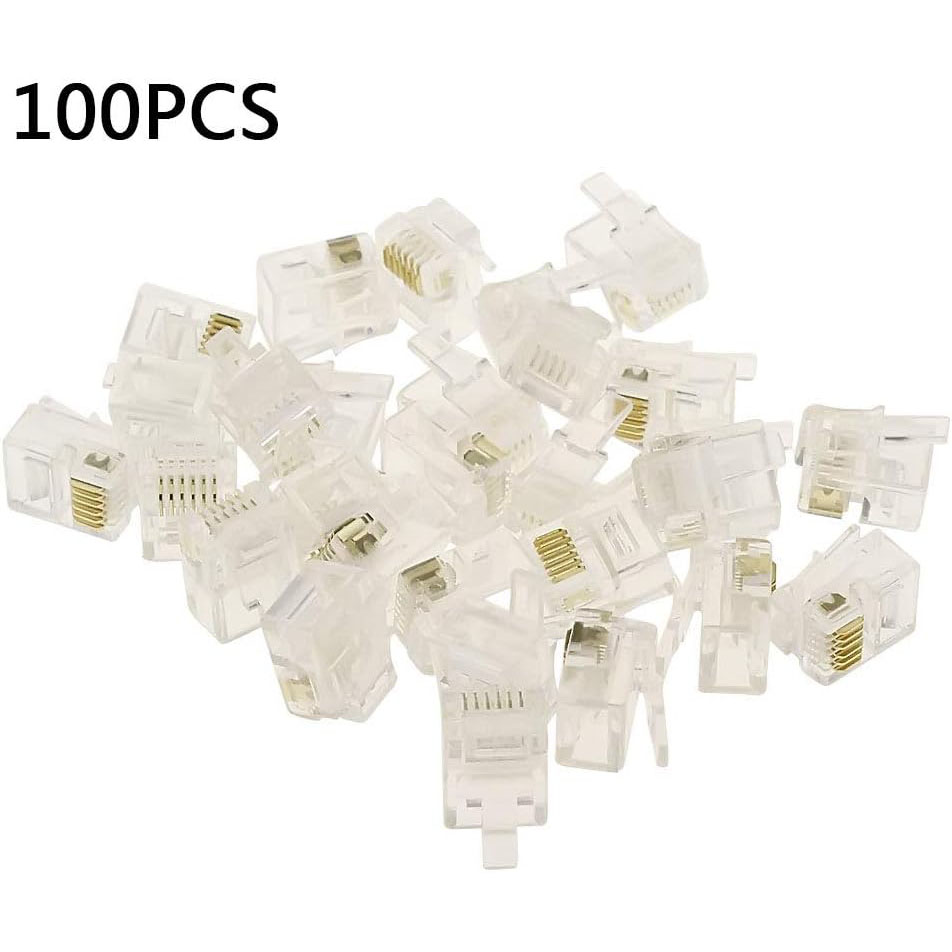 100Pcs 6P6C 4P4C RJ12 RJ9 Crystal Head Modular Plu... – Grandado