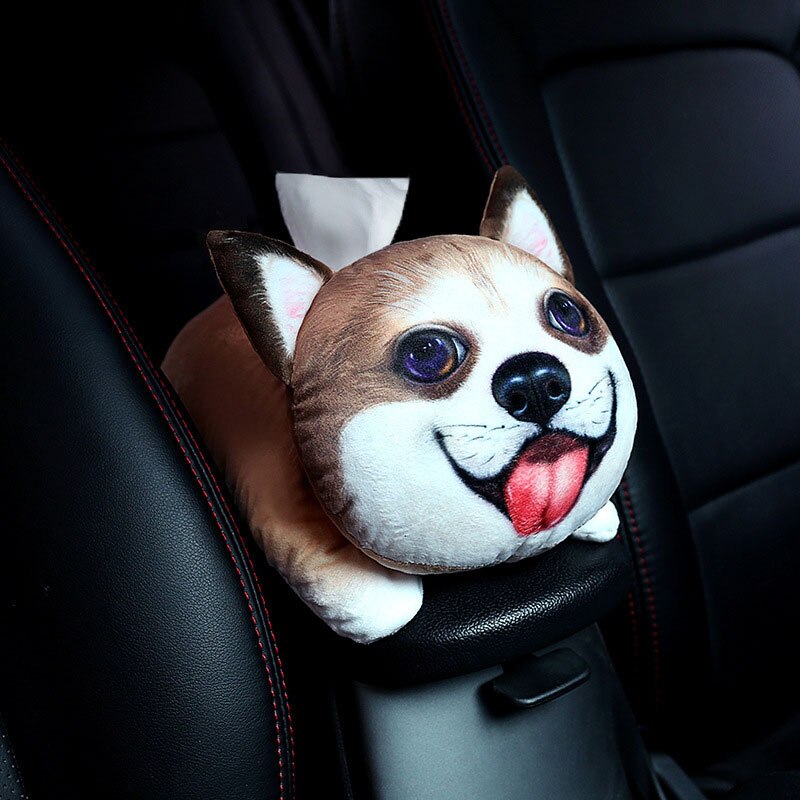 Cartoon Dog Cat Car Armrest Seat Tissue Box for Vo... – Grandado