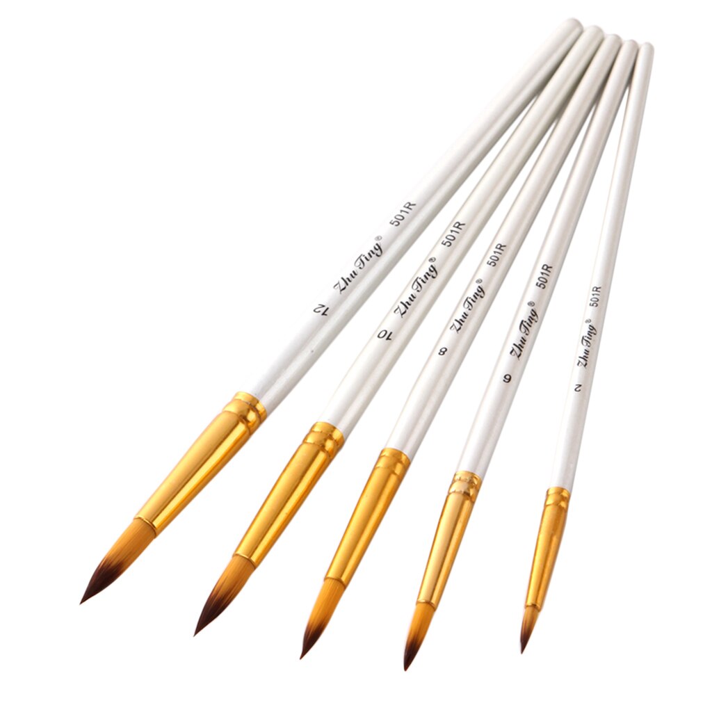 Round Pointed Tip Brushes – 5 Pcs Synthetic Nylon ... – Vicedeal